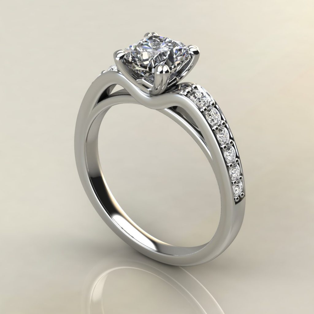 Tall Curve Moissanite Cushion Cut Engagement Ring - Yalish Diamonds
