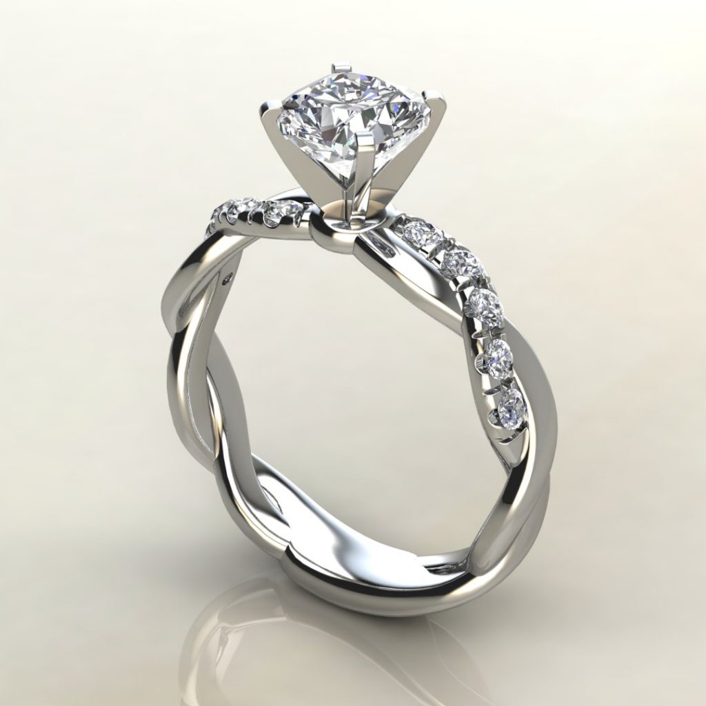 Twist Cushion Cut Moissanite Engagement Ring - Yalish Diamonds
