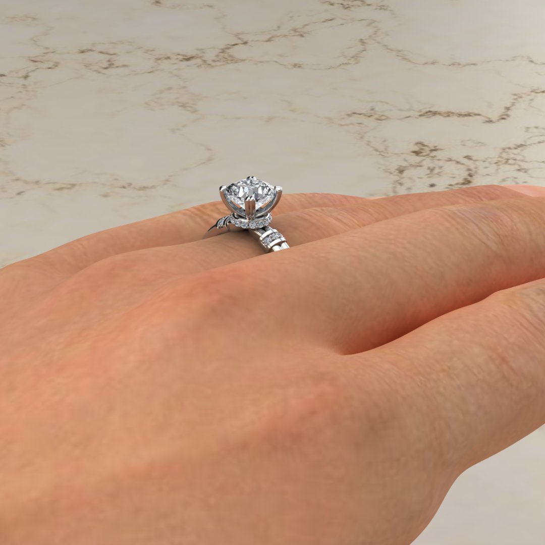 Two-Shank Wraps Style Cushion Cut Moissanite Engagement Ring - Yalish ...