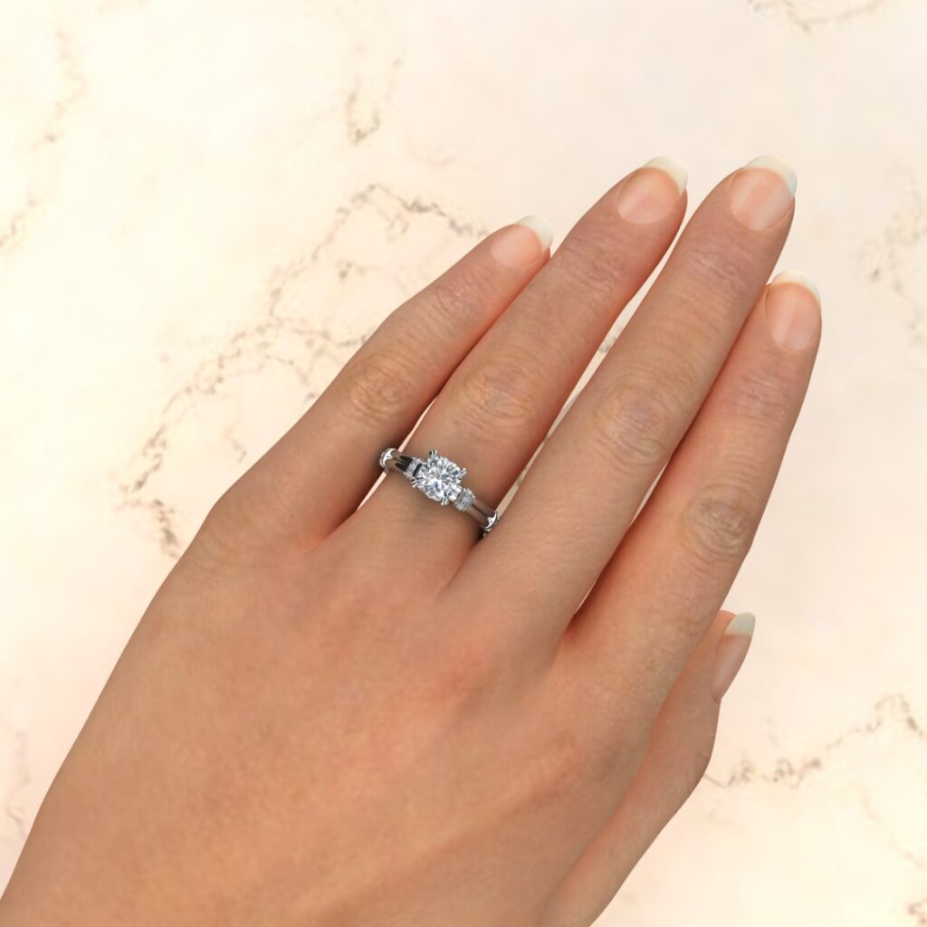 Two-Shank Wraps Style Cushion Cut Moissanite Engagement Ring - Yalish ...