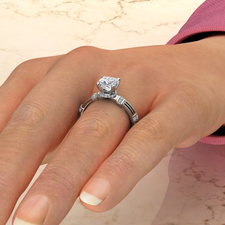 Two-Shank Wraps Style Cushion Cut Moissanite Engagement Ring - Yalish ...