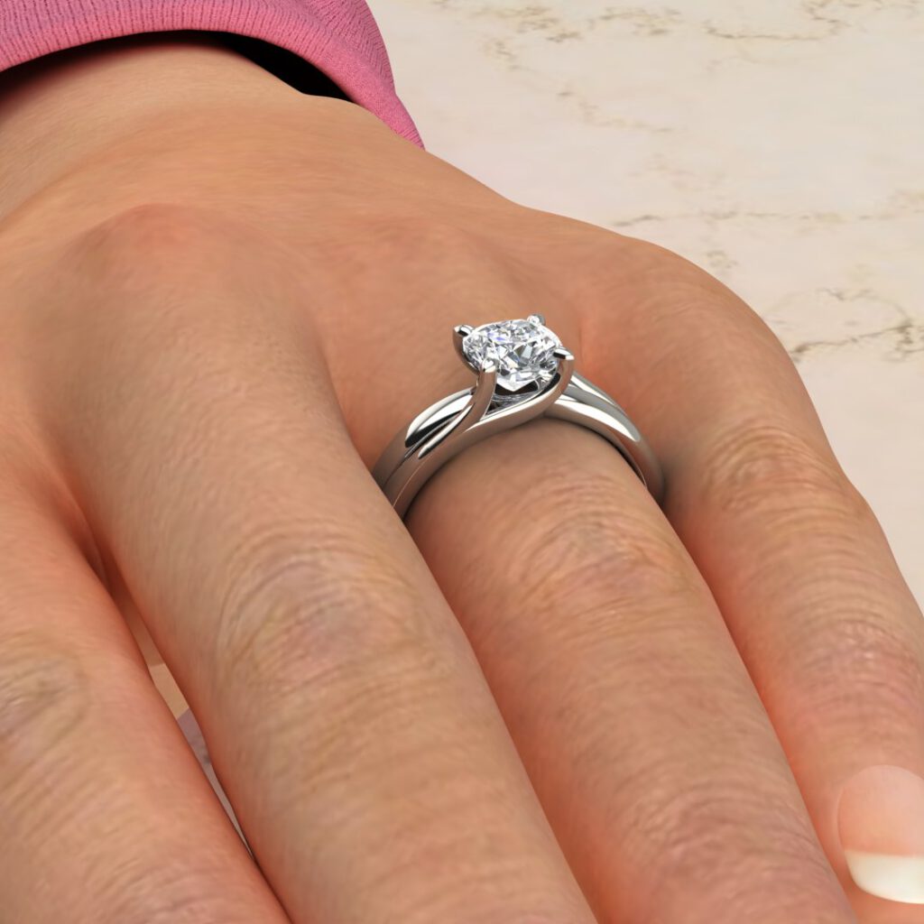 Split Shank Solitaire Cushion Cut Moissanite Engagement Ring - Yalish Diamonds
