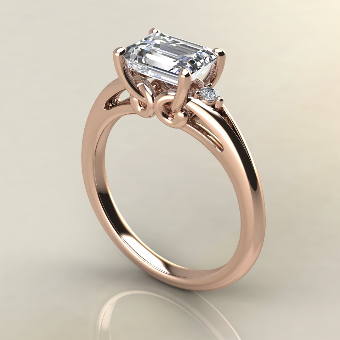 Moissanite Horizontal Emerald Cut Engagement Ring - Yalish Diamonds