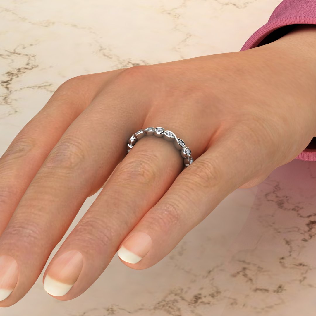 0.26Ct Infinity Round Cut Lab Created Diamonds Eternity Band Ring ...