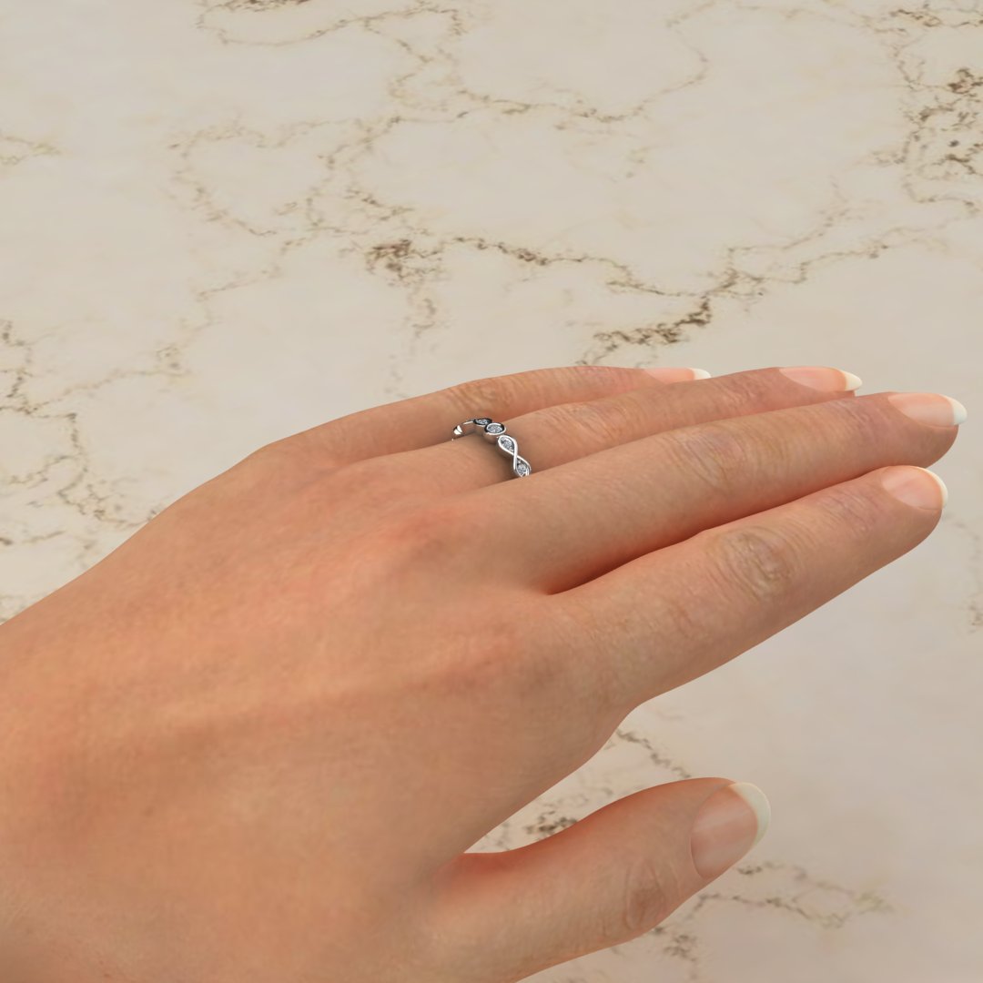 0.26Ct Infinity Round Cut Lab Created Diamonds Eternity Band Ring ...