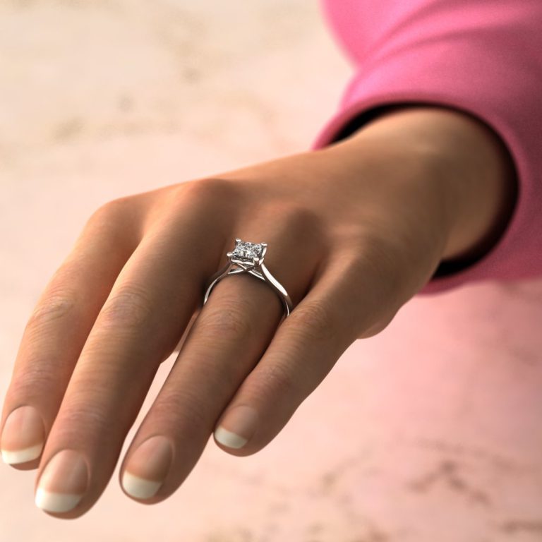 Moissanite Princess Cut Solitaire Heart Prong Engagement Ring - Yalish ...