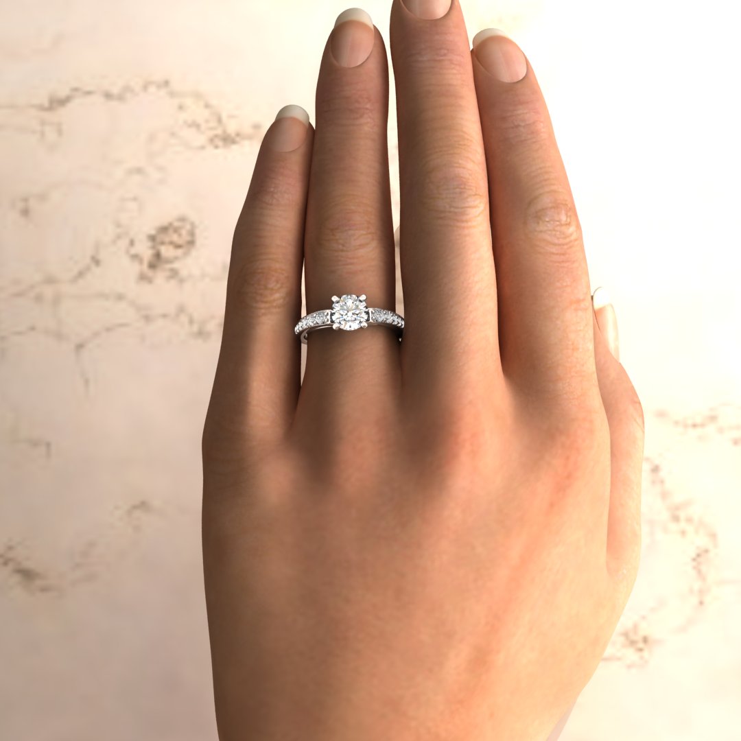 Tall Curve Round Cut Lab Created Diamond Engagement Ring - Yalish Diamonds