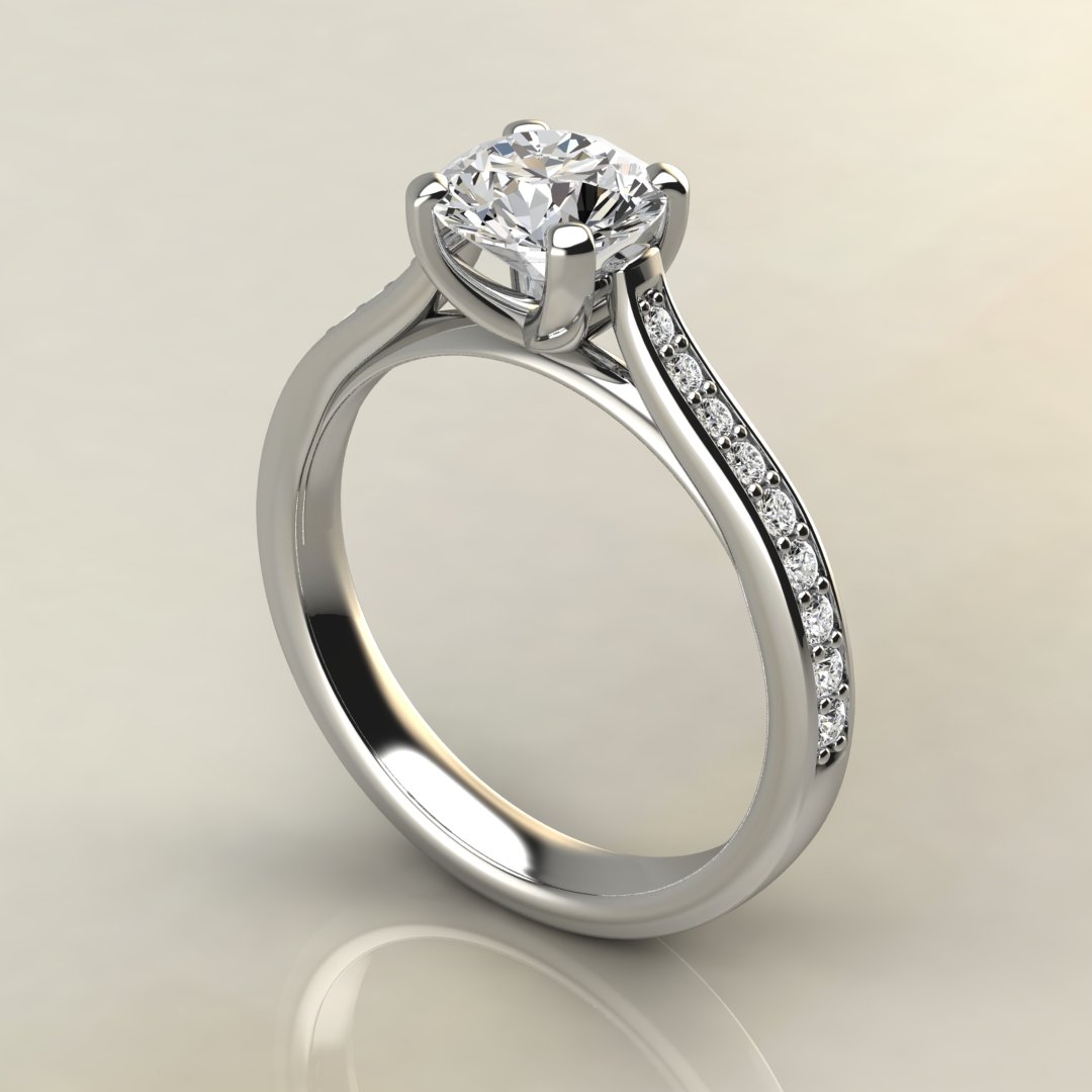 Moissanite Tall Cathedral Round Cut Engagement Ring - Yalish Diamonds