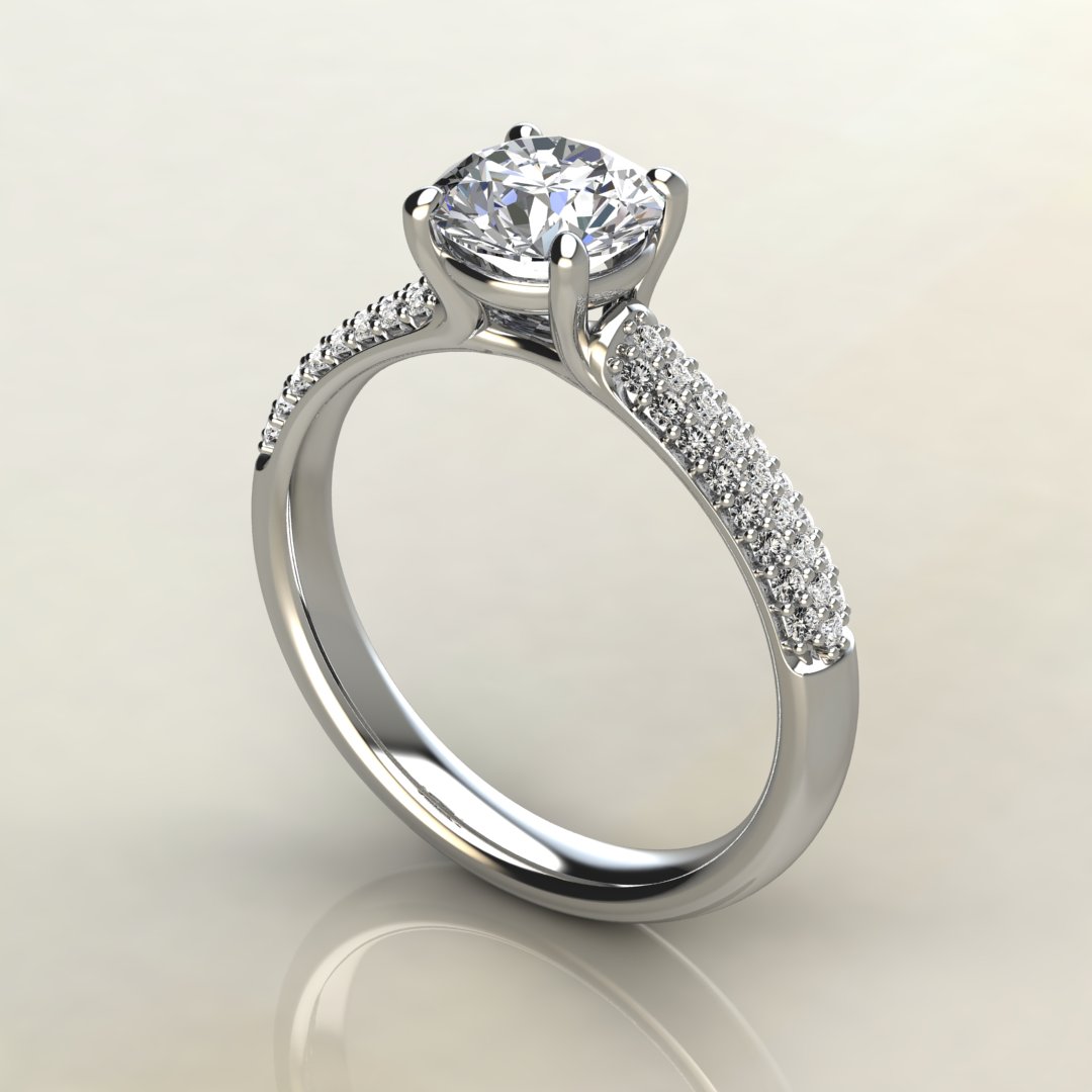 Small Cathedral Round Cut Lab Created Diamond Engagement Ring - Yalish ...