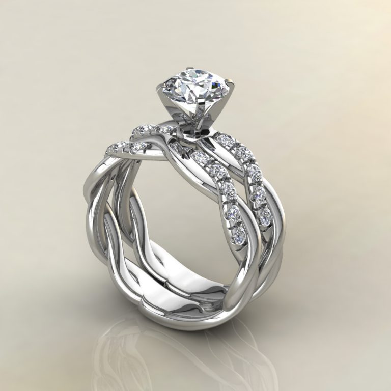 Twist Round Cut Lab Created Diamonds Engagement Ring - Yalish Diamonds