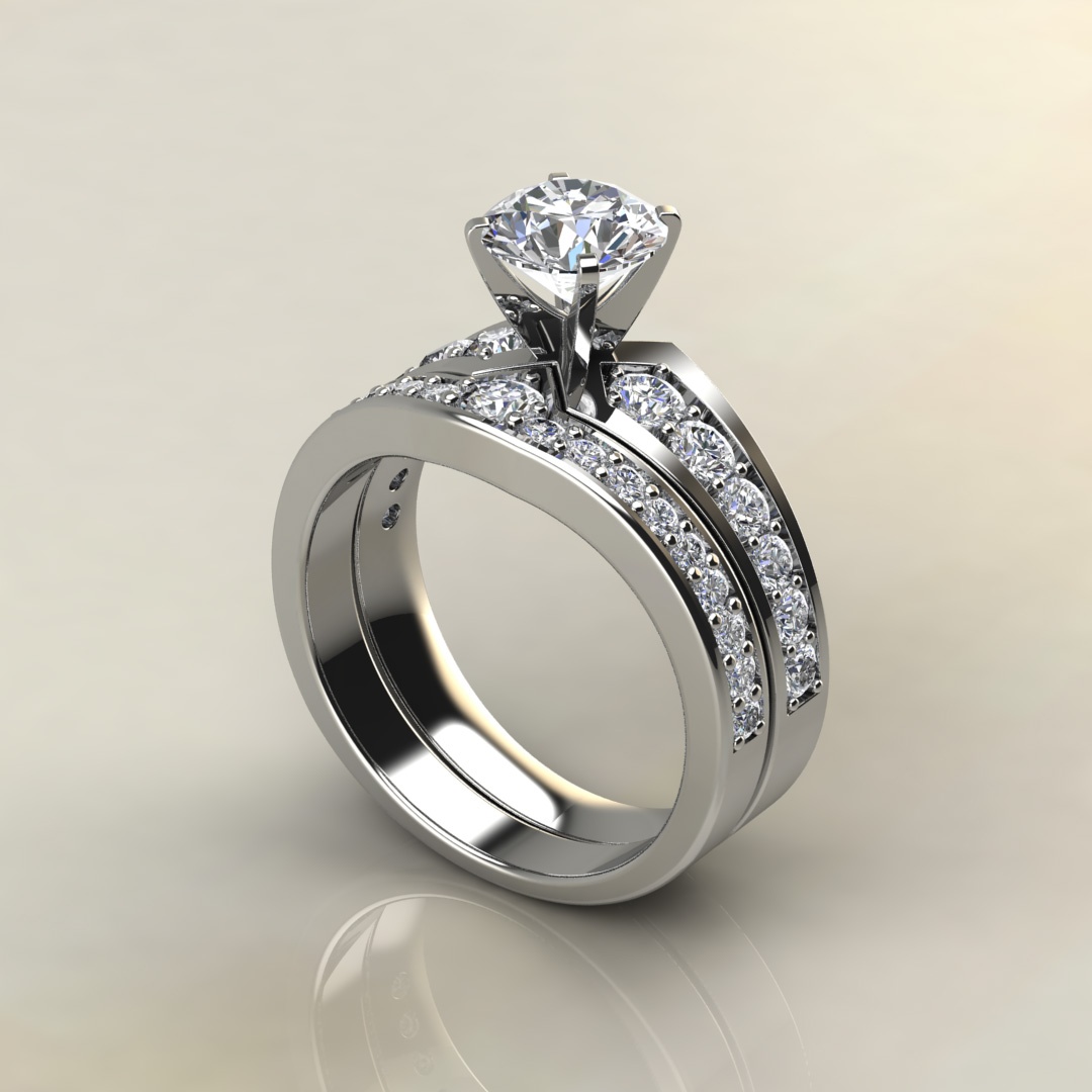 Graduated Round Cut Lab Created Diamond Engagement Ring - Yalish Diamonds