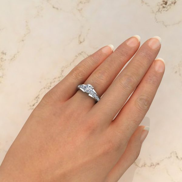 Graduated Round Cut Lab Created Diamond Engagement Ring - Yalish Diamonds