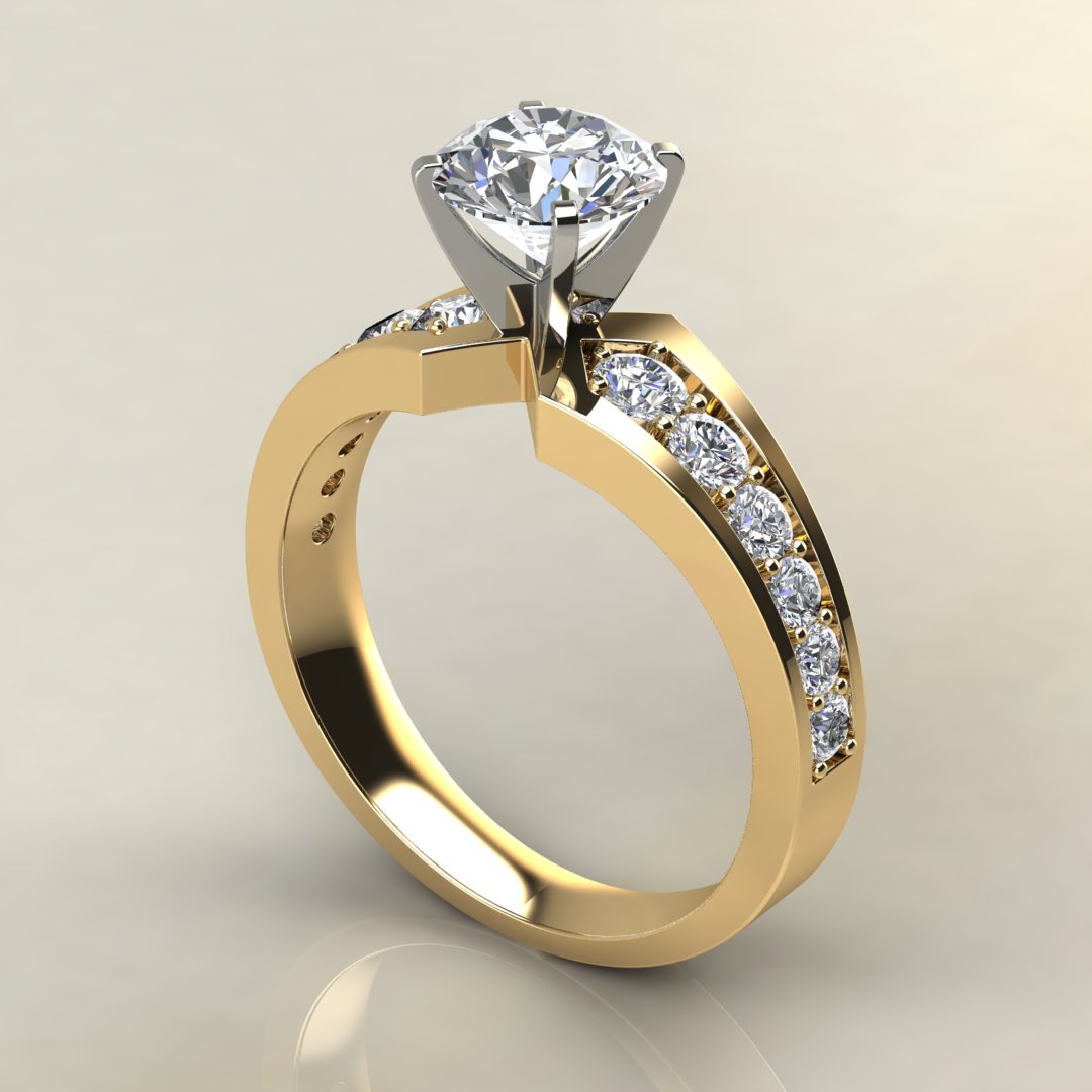 Graduated Round Cut Lab Created Diamond Engagement Ring - Yalish Diamonds