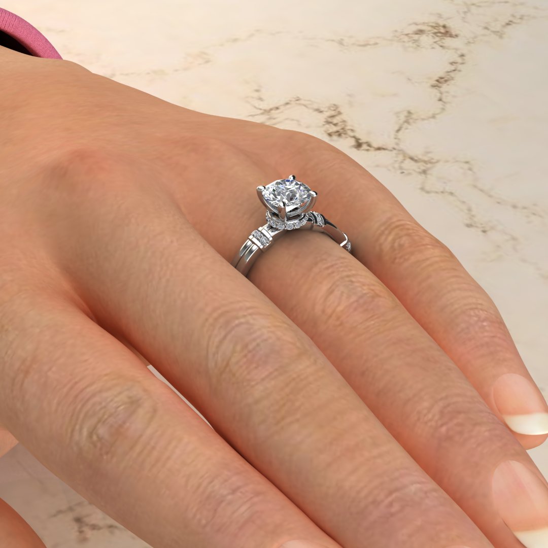 Two-Shank Wraps Style Round Cut Lab Created Diamond Engagement Ring ...
