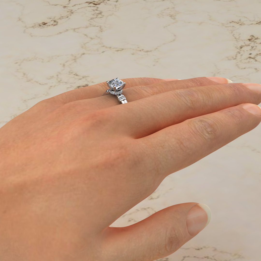 Two-Shank Wraps Style Round Cut Lab Created Diamond Engagement Ring ...