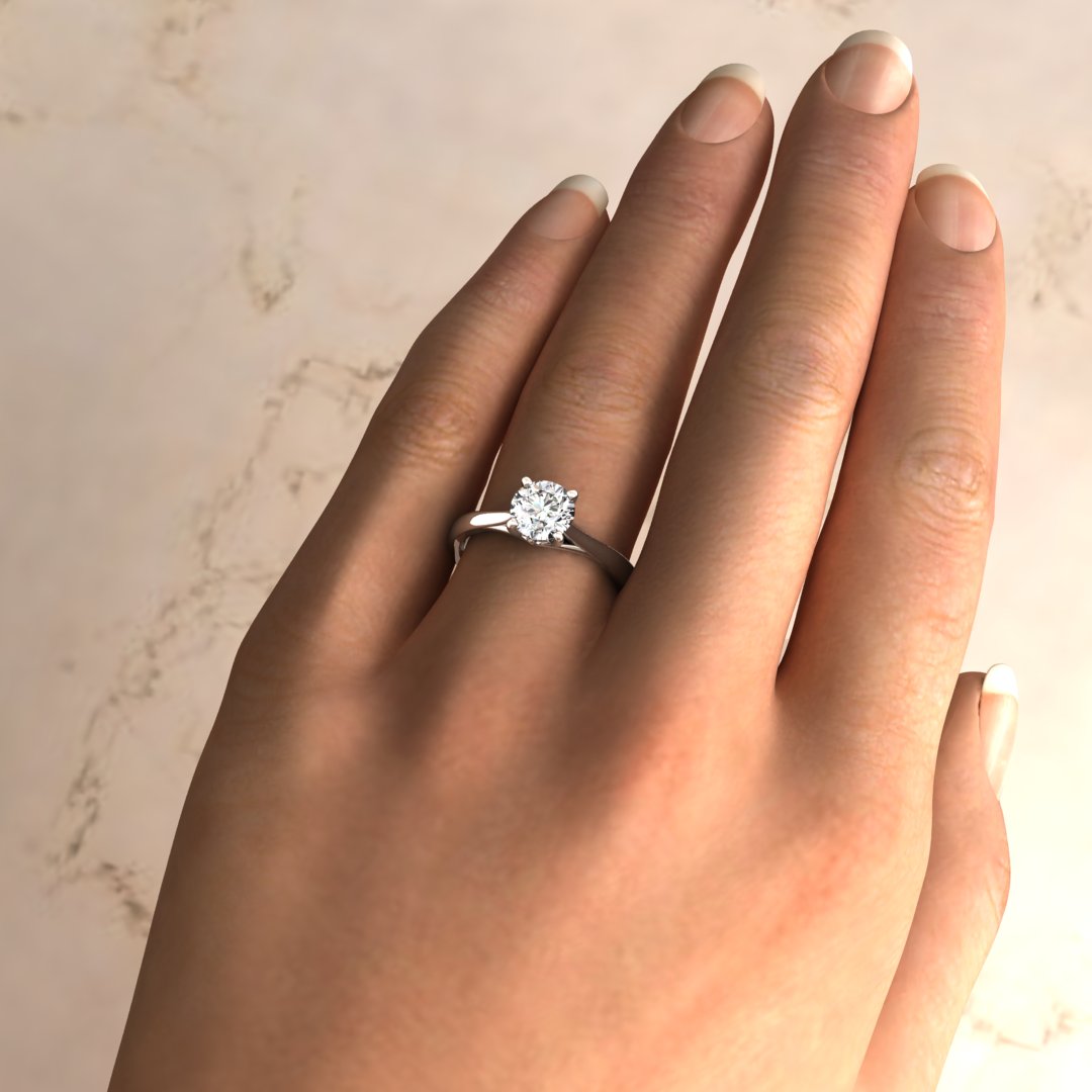 Moissanite Round Cut Curly Prong Solitaire Engagement Ring - Yalish ...