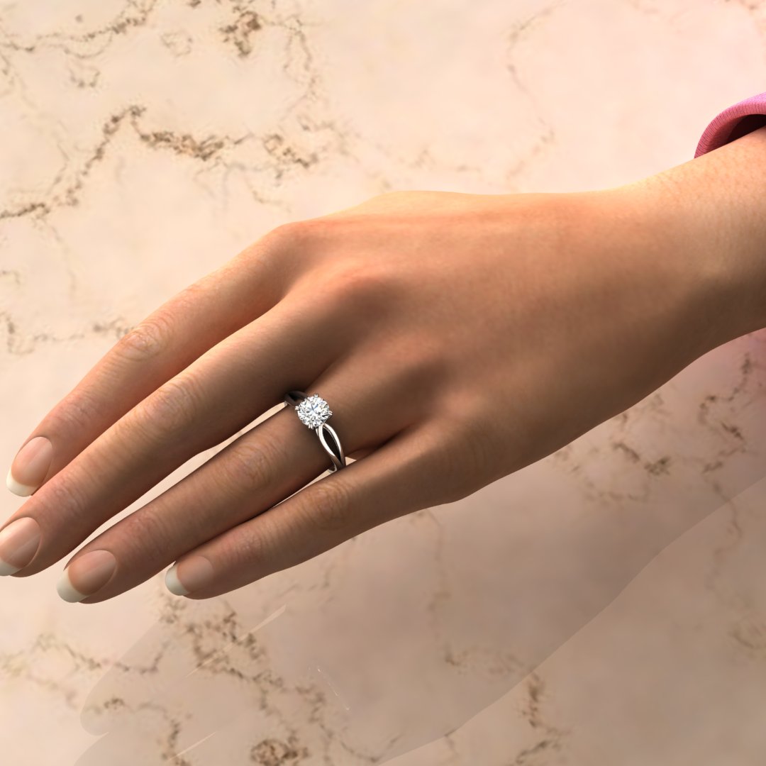 Double Split Shank Round Cut Moissanite Solitaire Engagement Ring ...