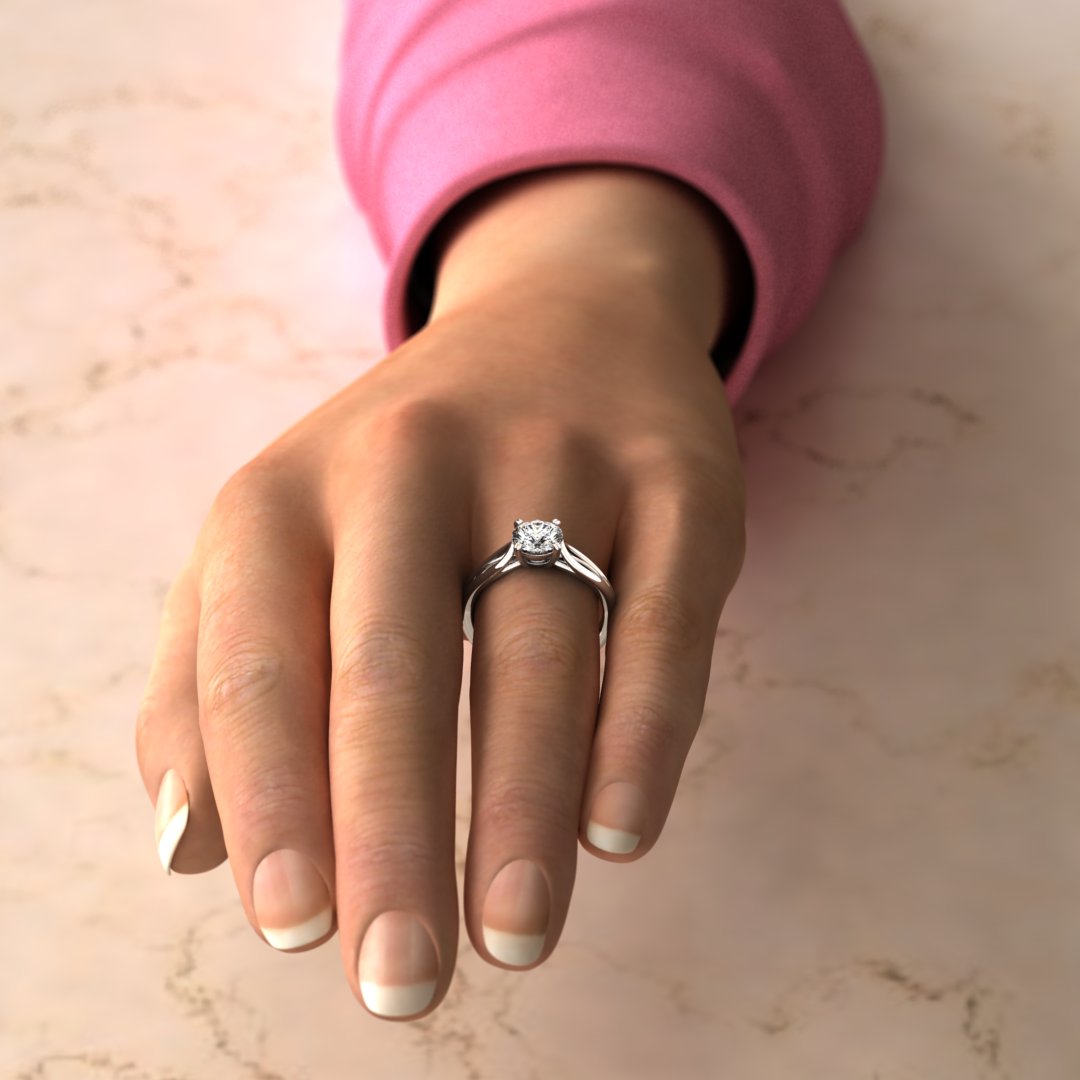 Double Split Shank Round Cut Moissanite Solitaire Engagement Ring ...