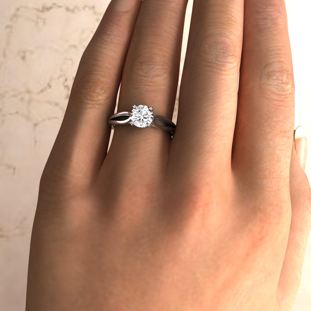 Double Split Shank Round Cut Moissanite Solitaire Engagement Ring ...