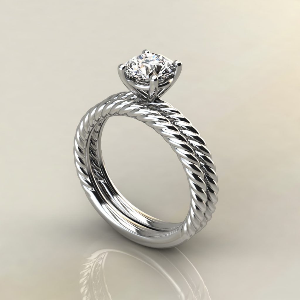 Twisted Round Cut Lab Created Diamond Solitaire Engagement Ring ...