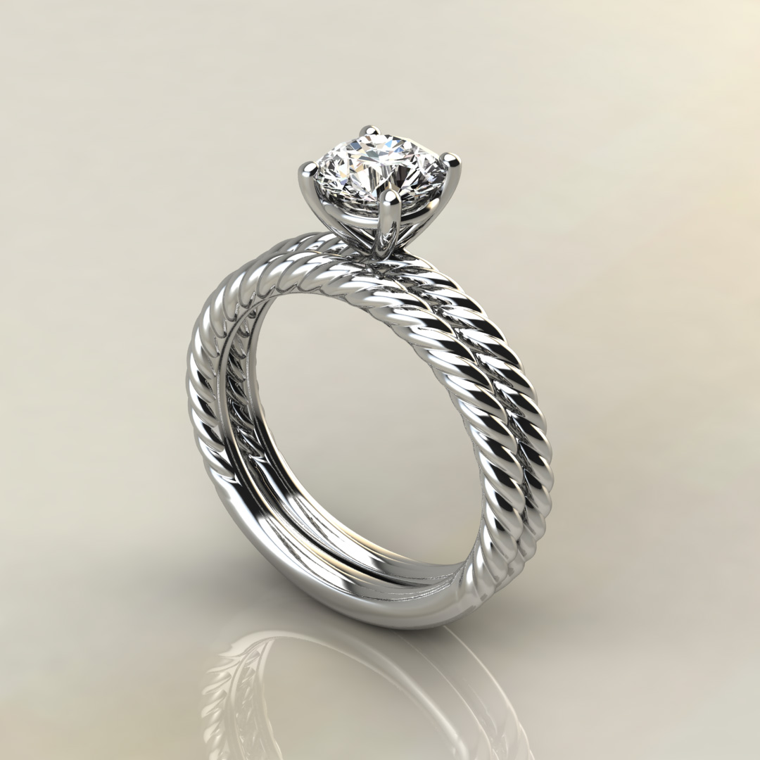 Twisted Round Cut Lab Created Diamond Solitaire Engagement Ring ...