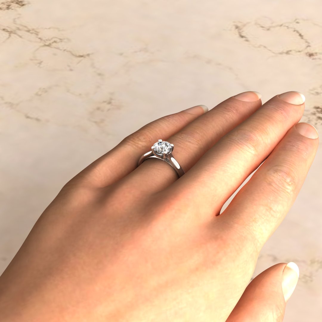 Tall Cathedral Round Cut Lab Created Diamond Solitaire Engagement Ring ...